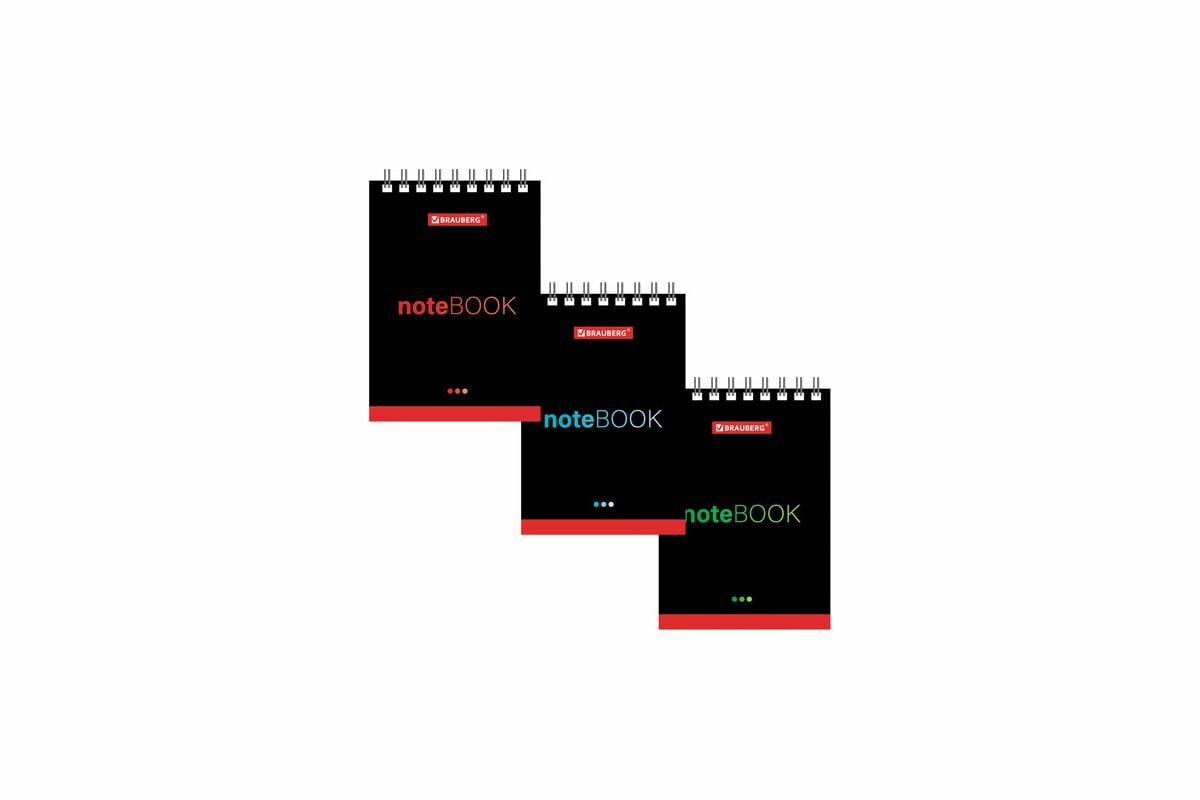 BRAUBERG Блокнот A7 75x105 мм 40 листов гребень картон клетка Черный стиль для заметок