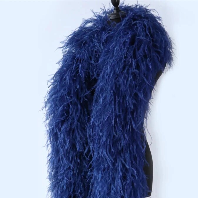 Боа из страусиных перьев WZBDECOR 2 и 3 м Темно-синий, 6Ply 2 meter, navy blue