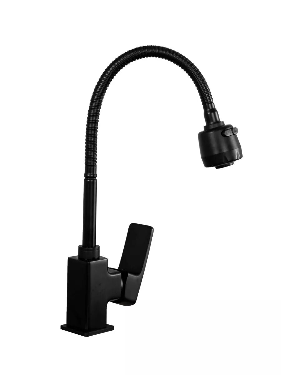 Смеситель для кухни Frud R44152, с гибким изливом, однорычажный, черный