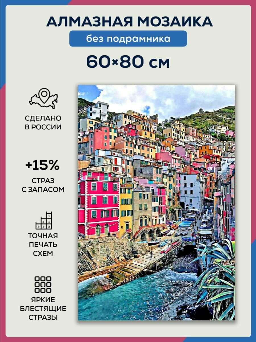 Алмазная мозаика 60x80 Город дома без подрамника