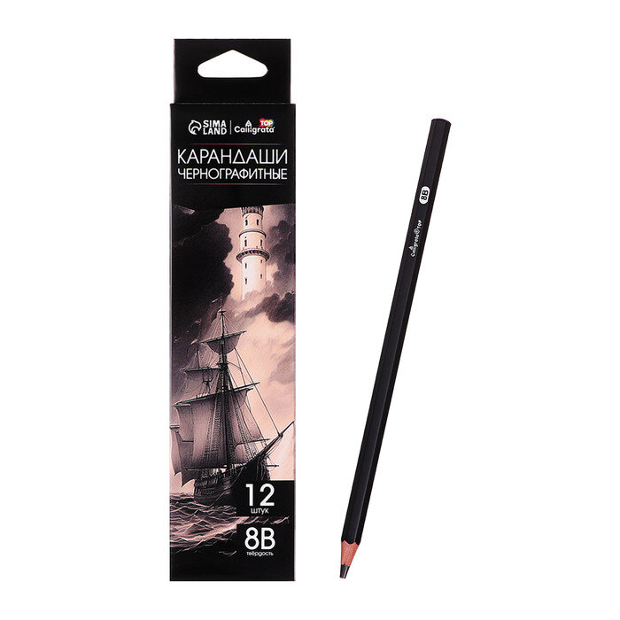 Карандаш художественный чернографитный 8B (12 шт)