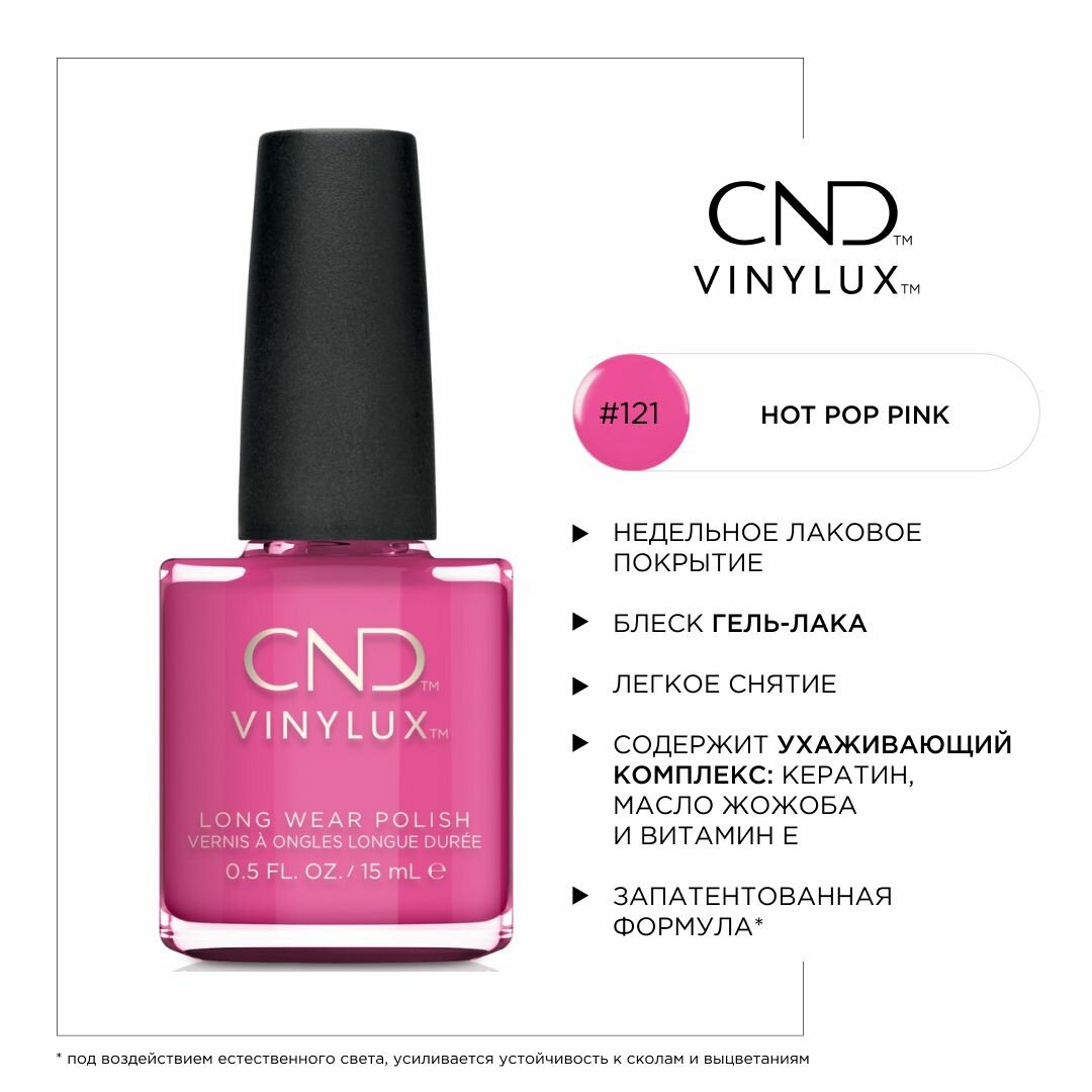 Недельное покрытие CND Vinylux #121 Hot Pop Pink