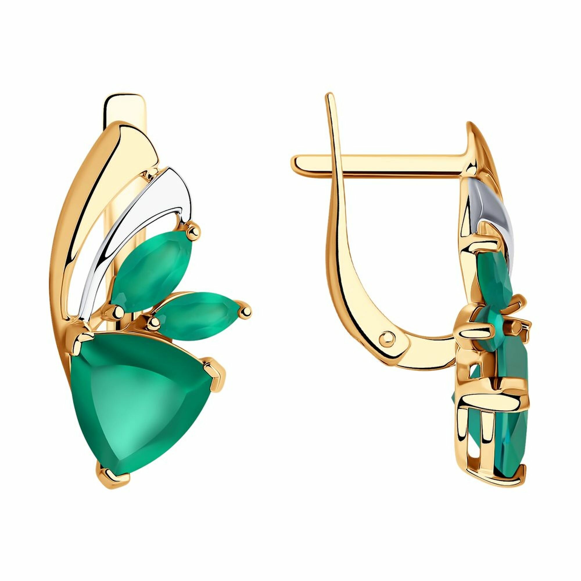 Серьги, красное золото, 585 проба, агат