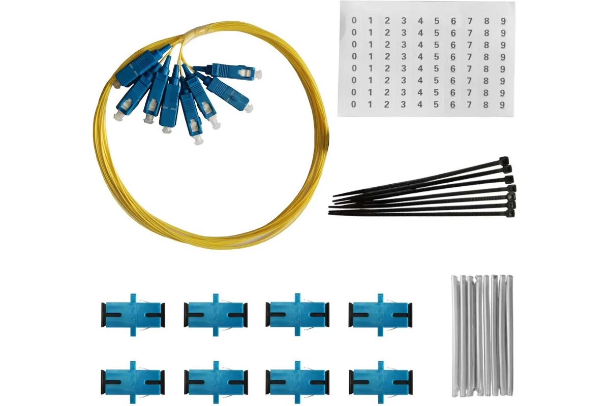 Netlink Комплект 8 портов SC/UPC 9/125 SM, 60 мм, хомут 2,5x100 мм, УТ-00002096