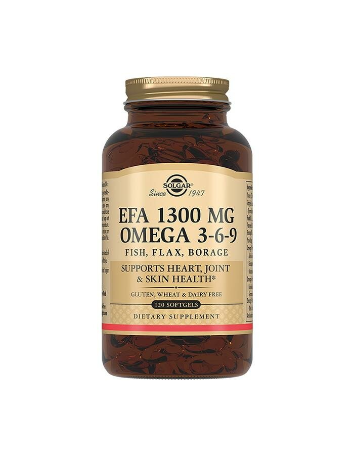 Солгар комплекс жирных кислот 1300 мг (Омега 3-6-9), капсулы по 1776 мг+10%, 120 шт.