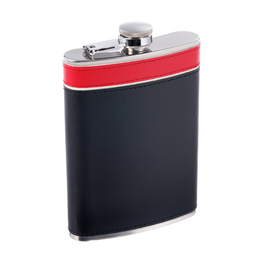 Фляга S.Quire 0,24 л, сталь+искусственная кожа, черно-красная, шт