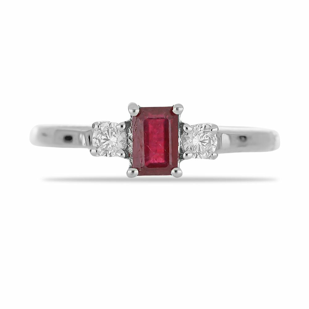 Кольцо, серебро, 925 проба, родирование, рубин, фианит