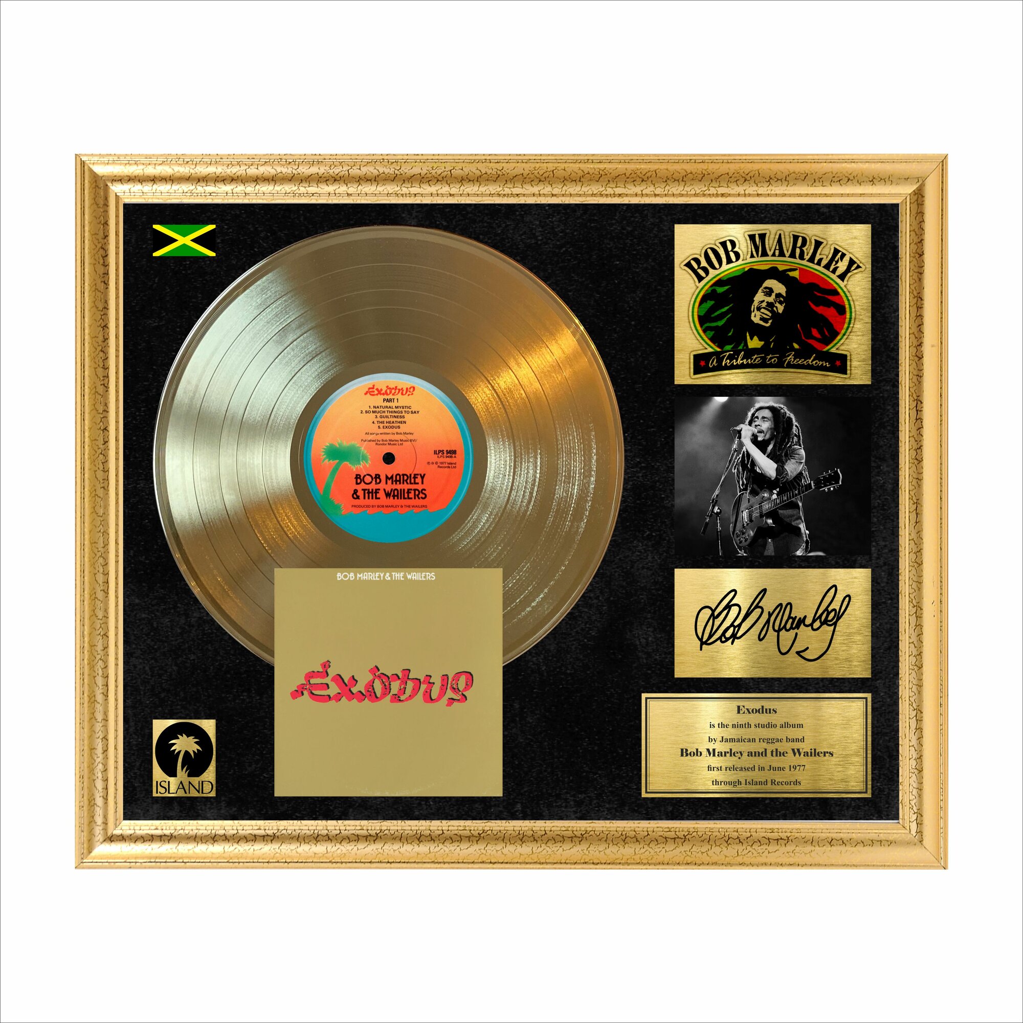 Золотой диск Bob Marley в рамке