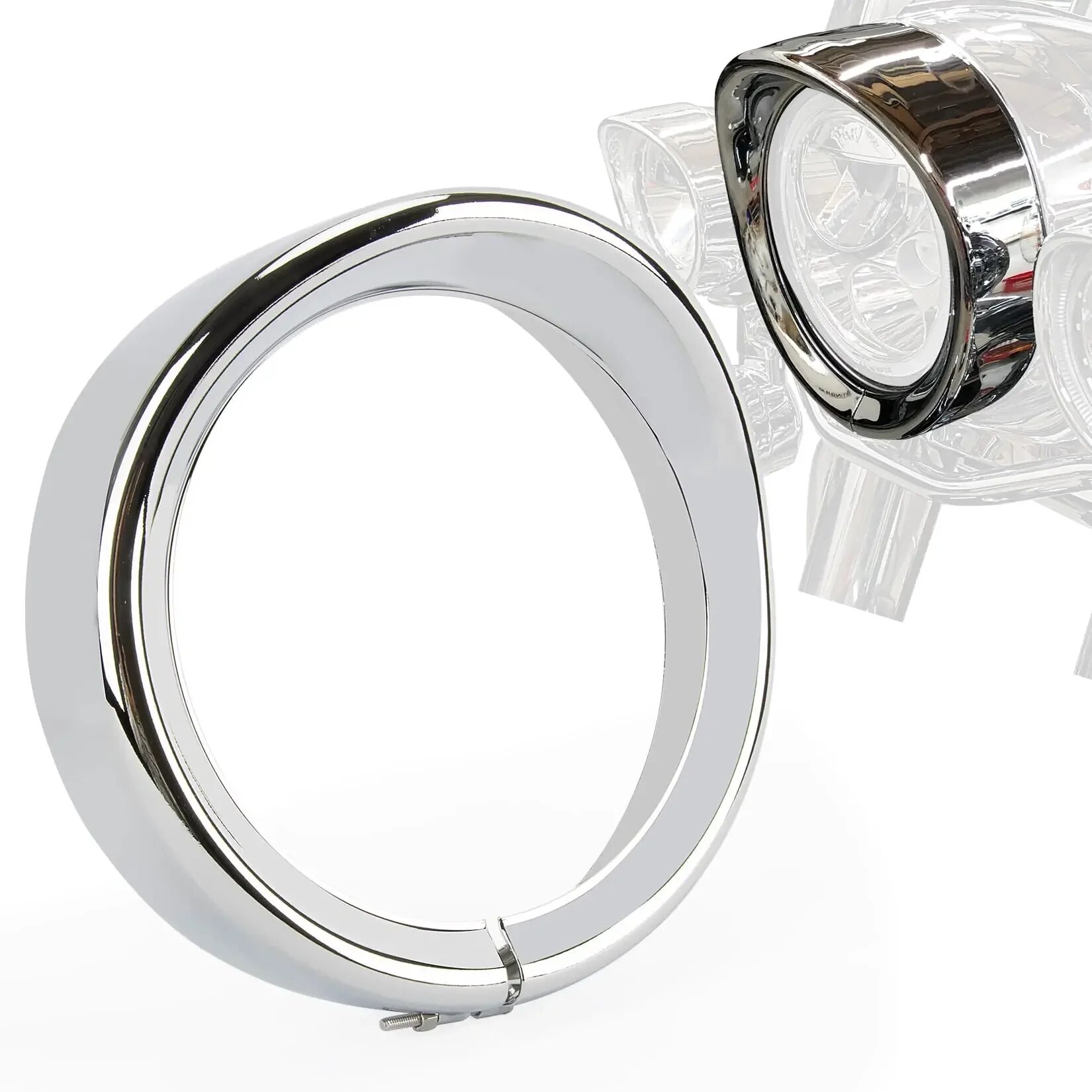 Мотоциклетная фара, ободок фары, накладное кольцо, козырек, украшение, накладка, Серебряный, chrome