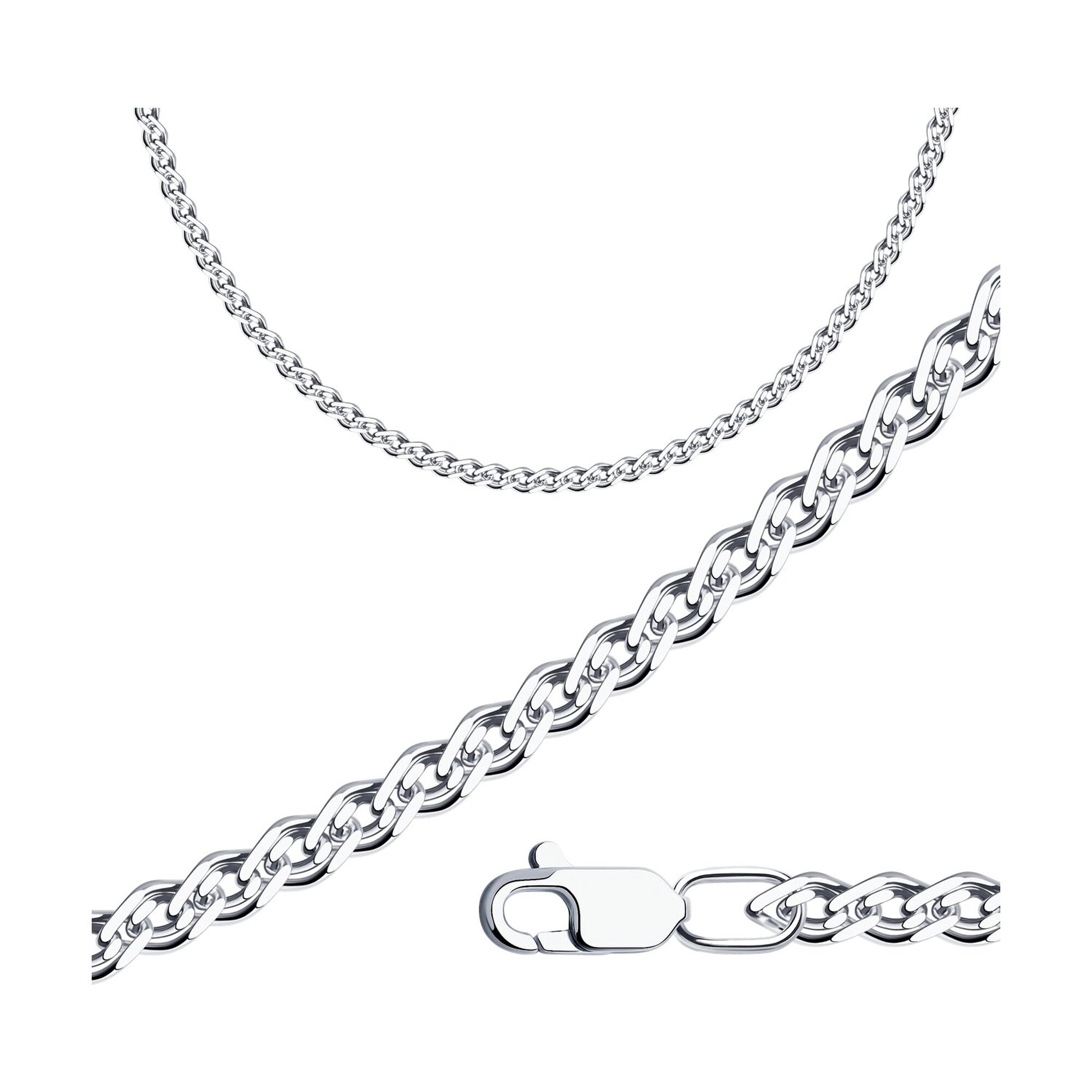 Цепь серебро, 925 проба, родирование