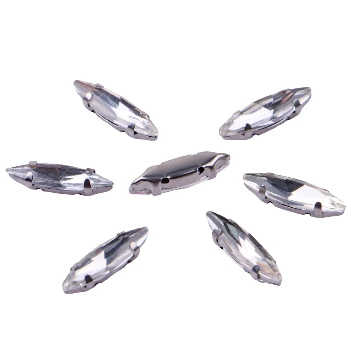 Стразы серебряные Clear Crystal 4x15 мм, 20 шт