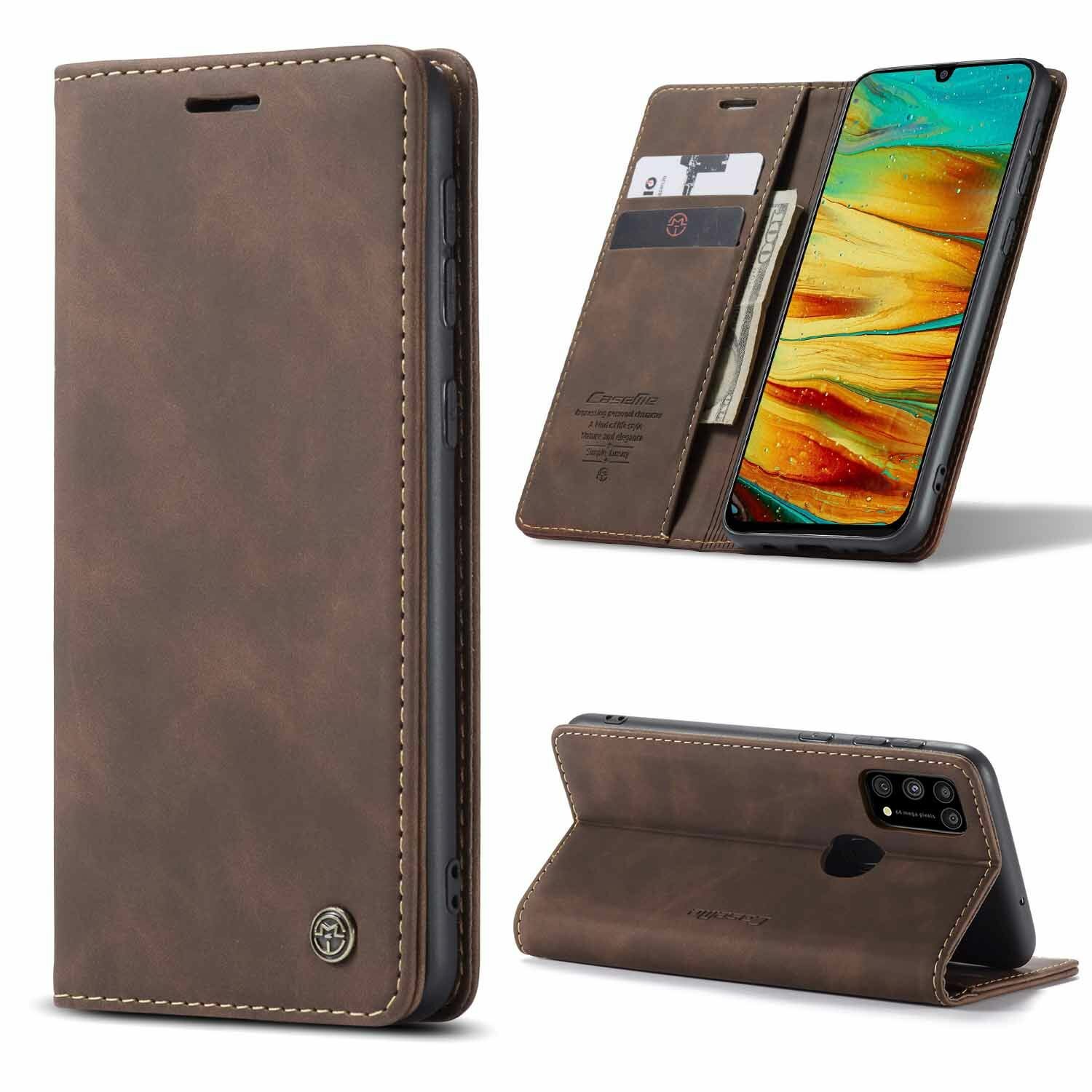 Подходит для Samsung Galaxy M31(Самсунг Галакси М31 ) кронштейн ретро - PU магнитное затвор сейсмостойкий кожаный чехол