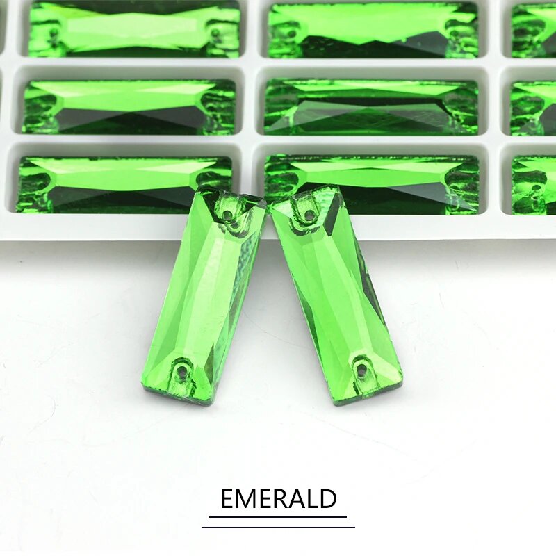 Стразы хрустальные AB 3255 Cosmic Baguette для декора 5X15MM 42PCS, Изумрудный, emerald