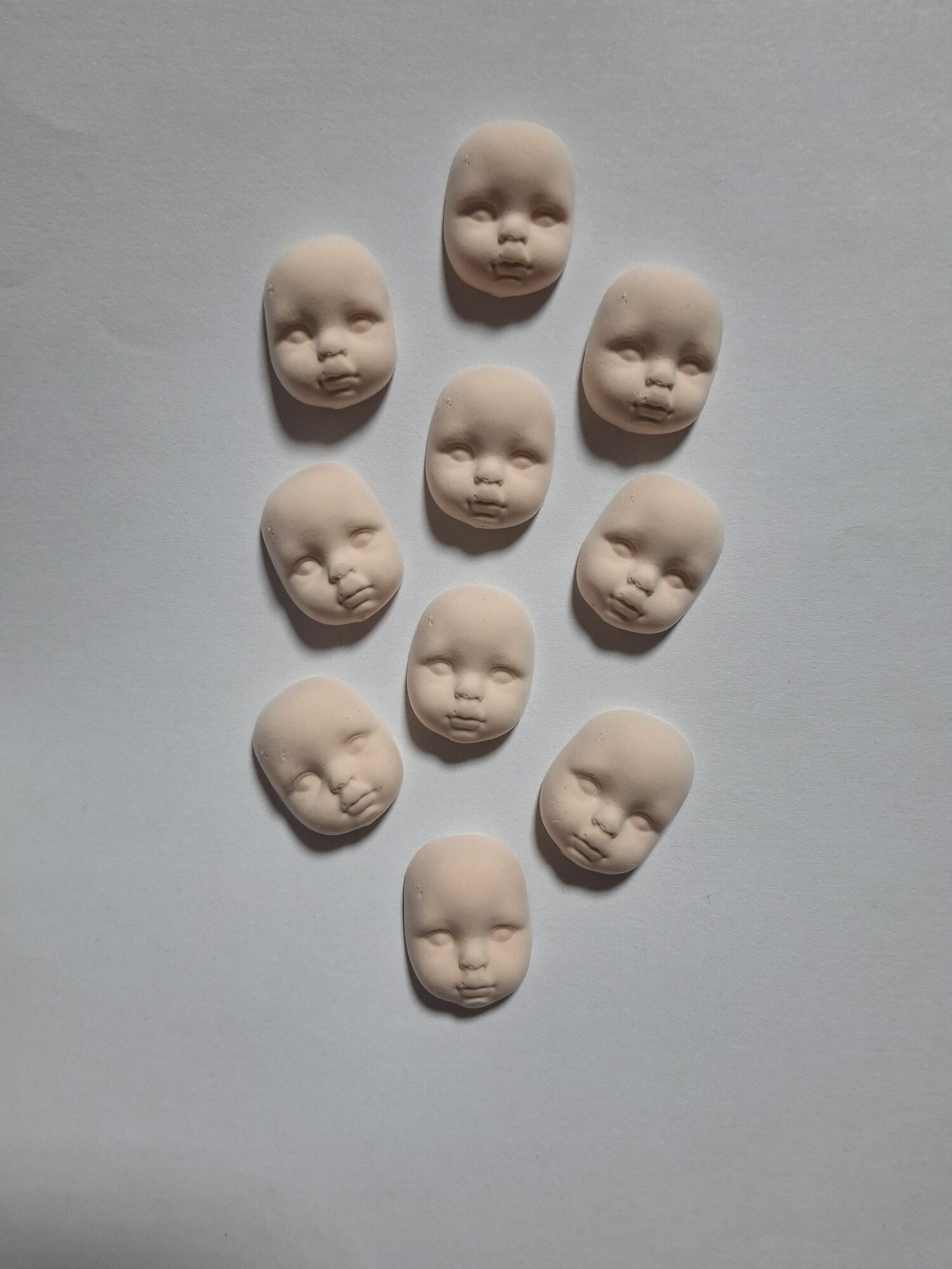 Набор лиц - 10 шт, для ватной игрушки, улыбающийся малыш, мальчик, девочка