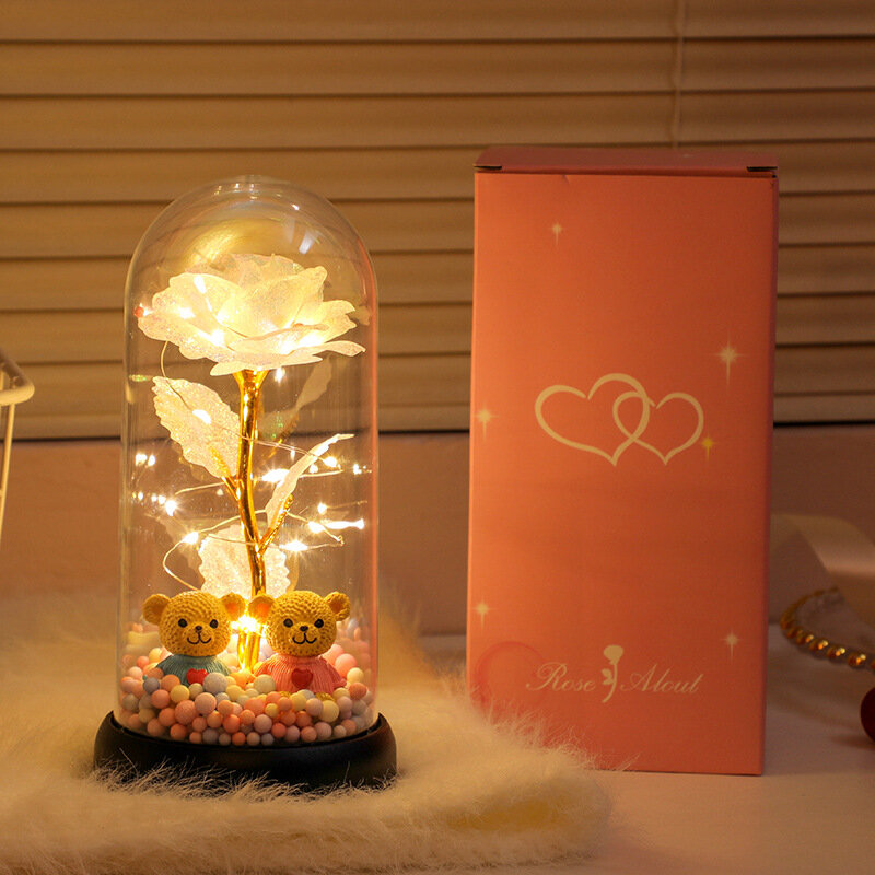 Вечная роза в колбе с подсветкой вечная, цветок, ночник, подарок на годовщину свадьбы, девушке, любимой жене, мама