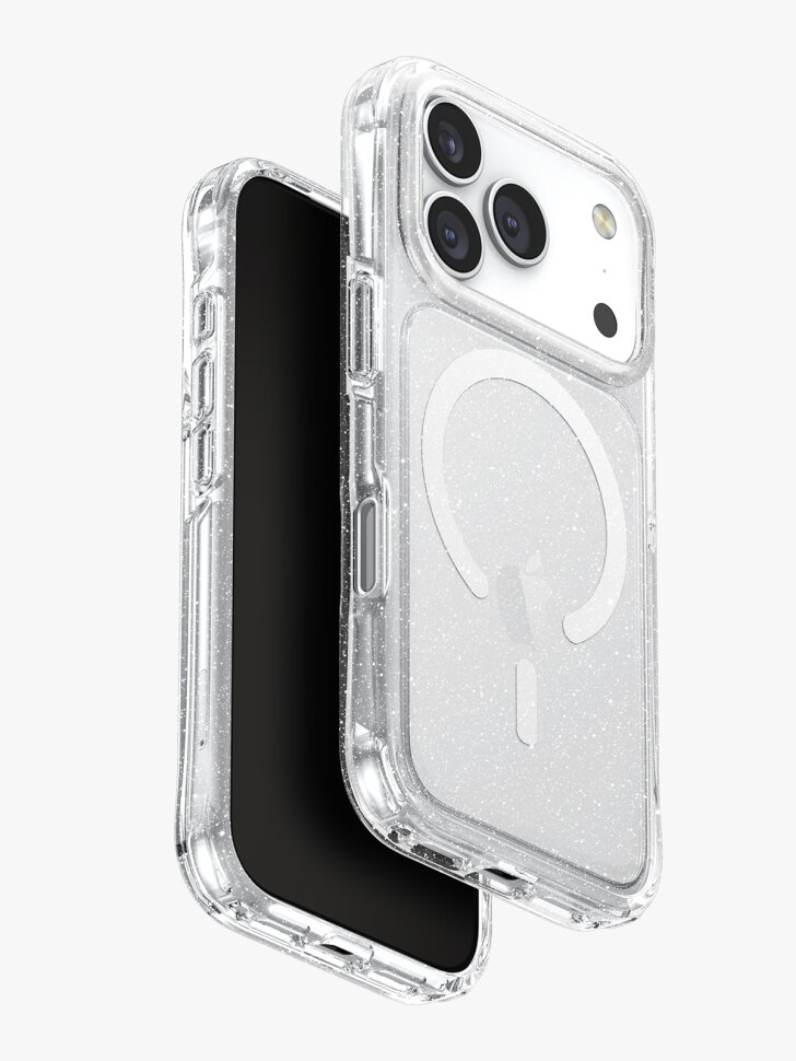 Uniq чехол MagSafe для iPhone 17 Pro, LifePro Xtreme с защитой углов AirLite, с блестками, Tinsel Lucent