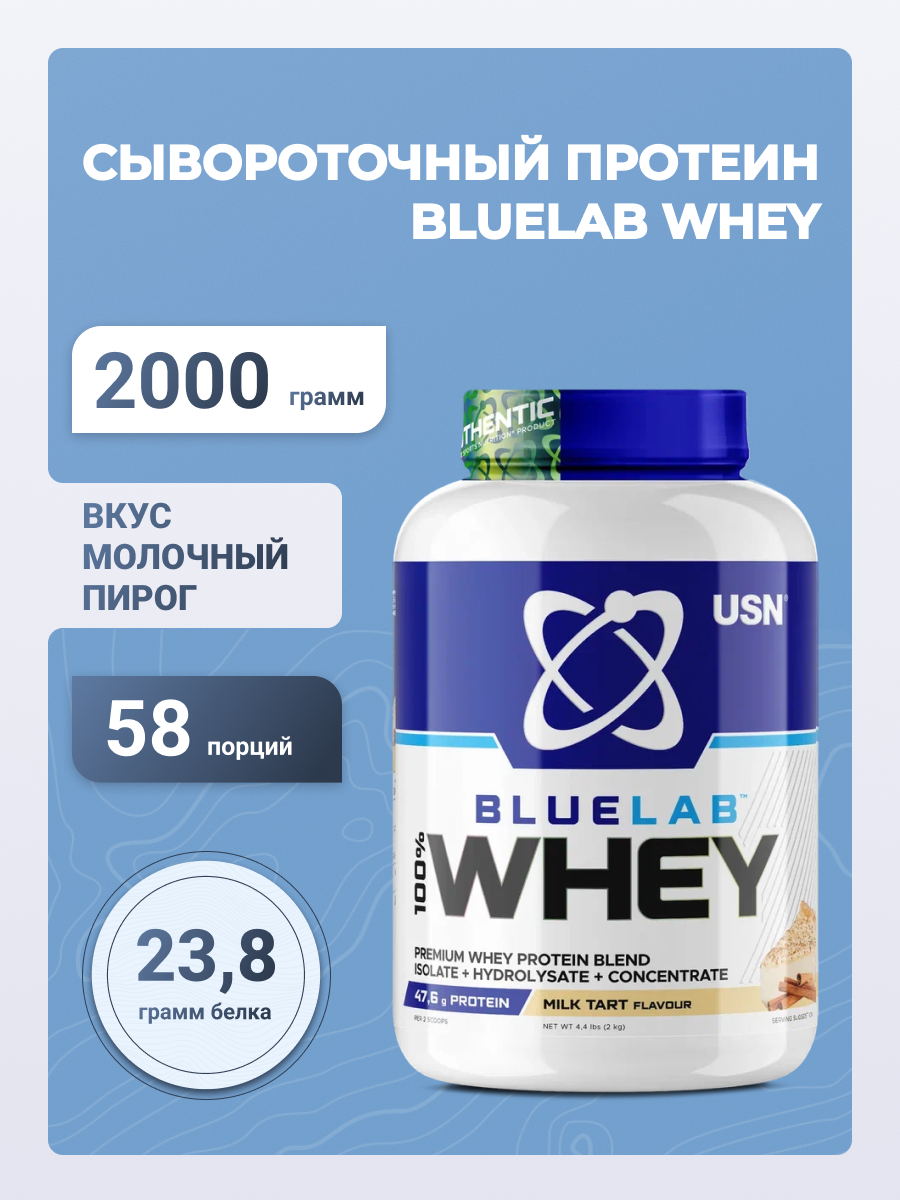 USN BLUELAB 100% WHEY PREMIUM PROTEIN Молочный Пирог, 2 кг