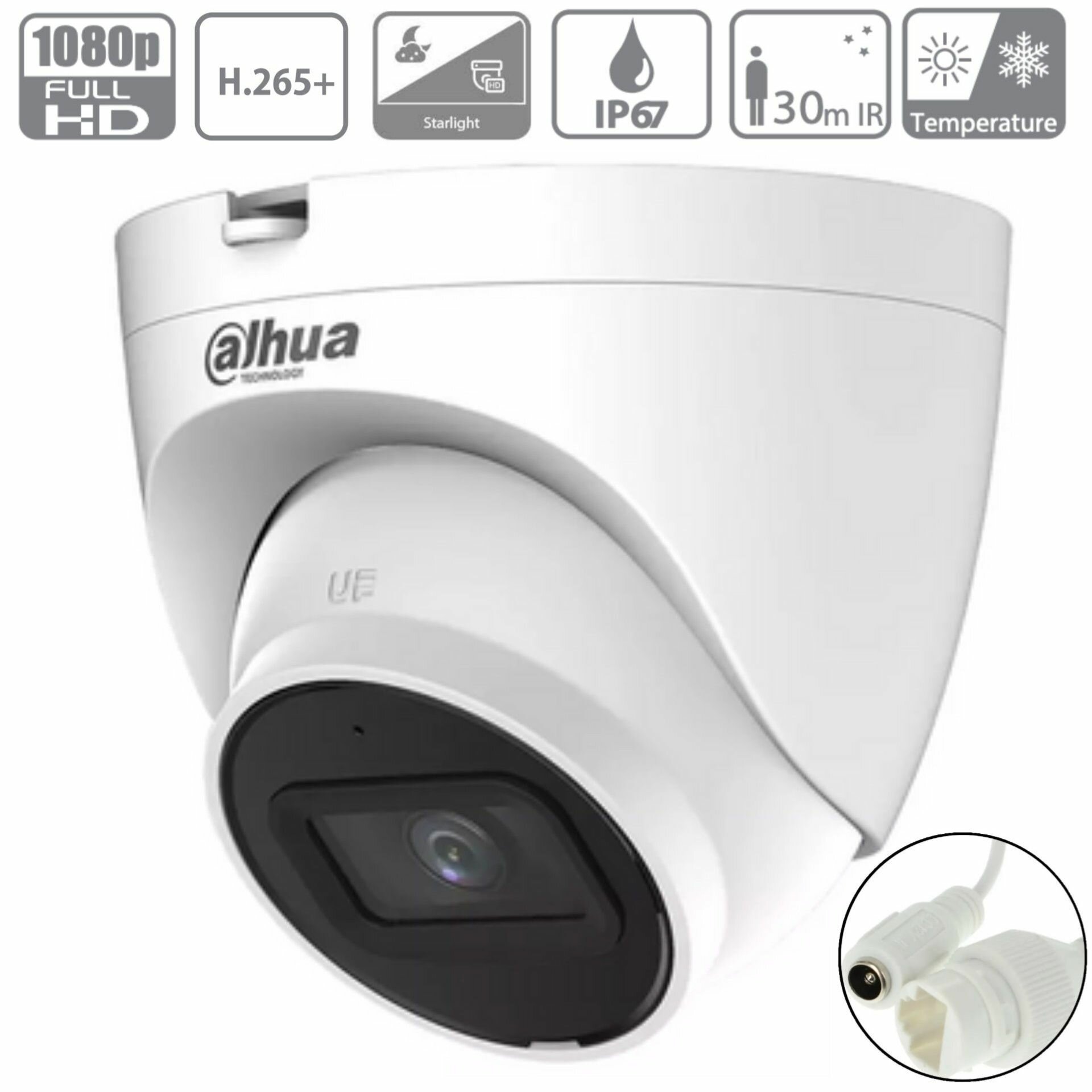 Dahua DH-IPC-HDW2230TP-AS-0280B-S2 2Мп 2,8 мм камера видеонаблюдения IP внутренняя и уличная, цифровая купольная IP-видеокамера для улицы и помещений с ИК подсветкой 1920x1080 Full HD, CMOS 1/2.7"