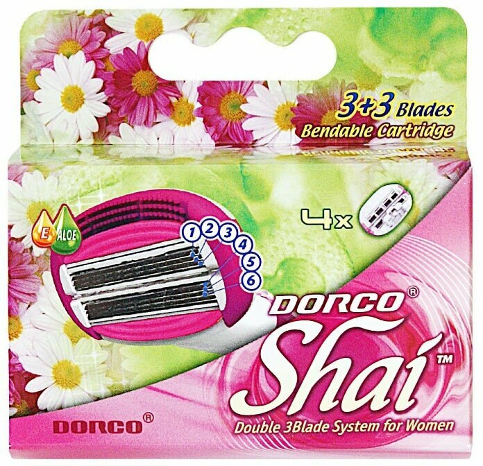 Dorco Eve 6 Simple / Shai Sweetie cменные кассеты, 4 шт, с 4 сменными лезвиями в комплекте