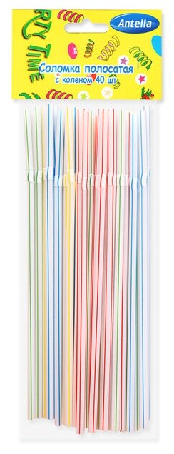 ANTELLA трубочки для напитков с коленом 15 см 40 шт полосатые пластиковые