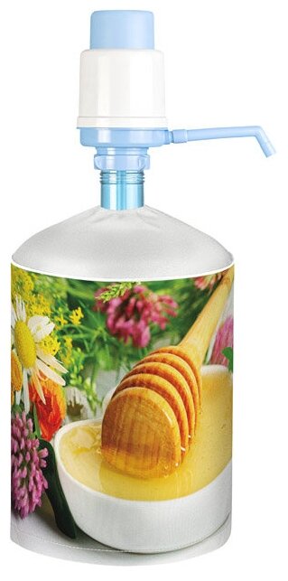 Чехол защитный на помпу DECORATOR аква Нью принт "МЁД И клевер", для бутыли 19 л, ткань Оксфорд, водонепроницаемый