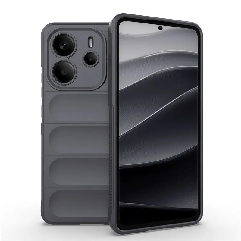 Чехол для Redmi Note 14 4G, 6.67 дюйма, резиновый, ударопрочный, мягкий силиконовый Серый, DarkGray
