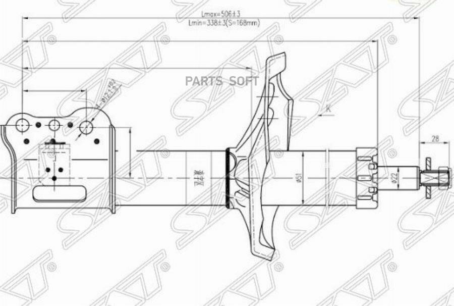 Стойка передняя Mazda 626 97-02 / Capella 97-02 (Слева) SAT ST-GE4T-34-900A | цена за 1 шт