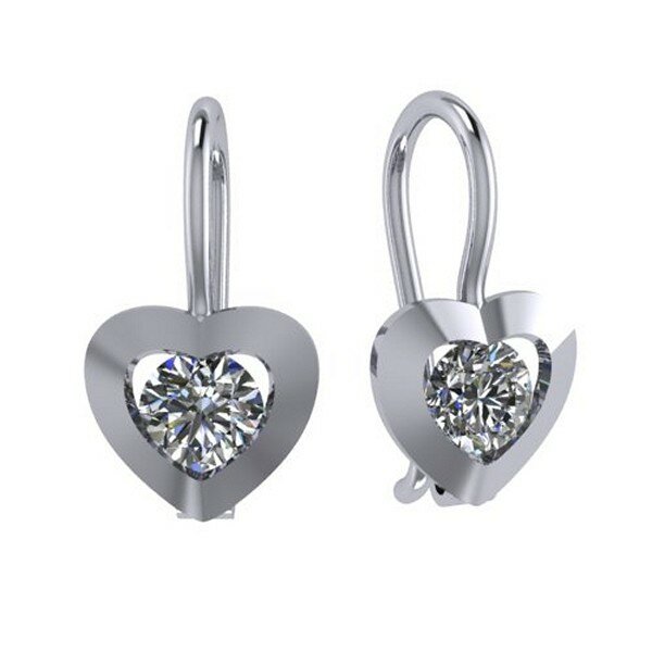 Серьги, серебро, 925 проба, родирование, фианит