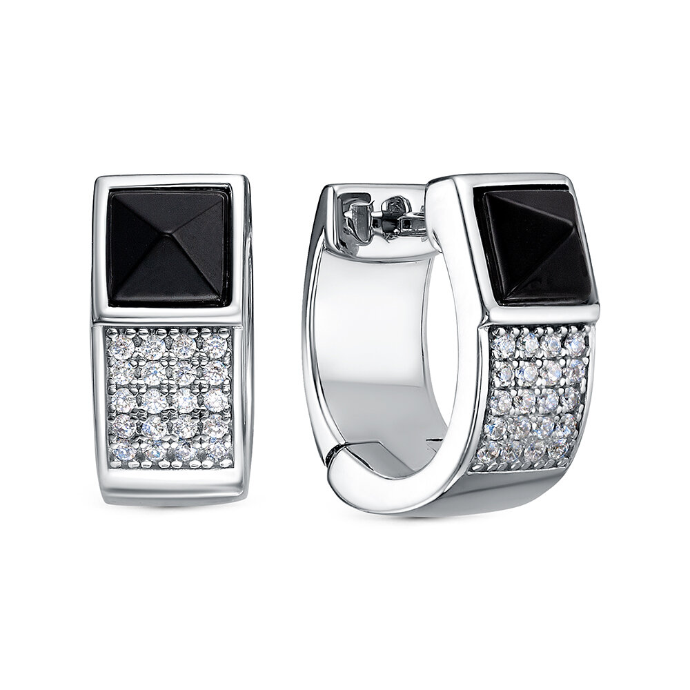 Серьги, серебро, 925 проба, оникс