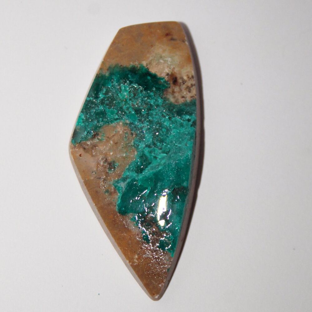 Диоптаз кабошон, натуральный камень, 58х27х4 мм, "True Stones"