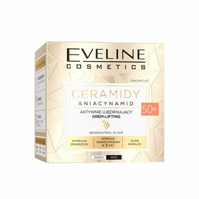 Eveline Cosmetics Укрепляющий крем-лифтинг 50+ дневной/ночной CERAMIDES & NIACINAMIDE, 50 мл