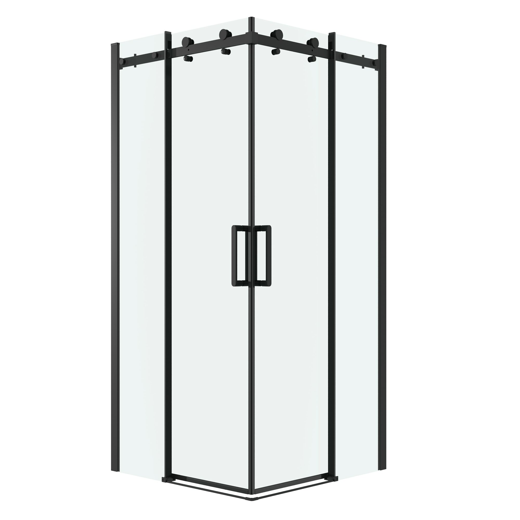 Душевое ограждение Grossman Classic 300. K33.04.8080.21.00 (80х80х195) квадрат, раздвижная, черный матовый, стекло прозрачное, 2 места