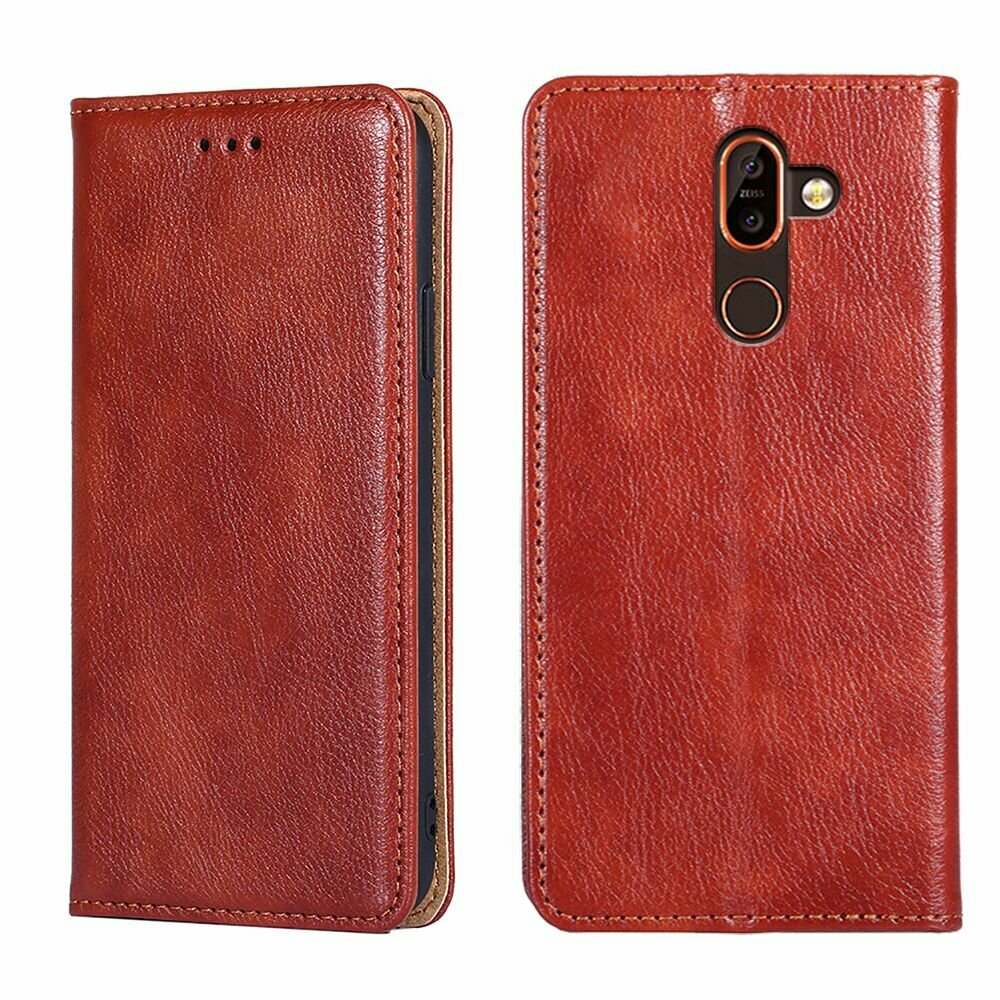 Чехол-книжка MyPads для Nokia 7 Plus / Нокиа 7 Плюс,(коричневый)