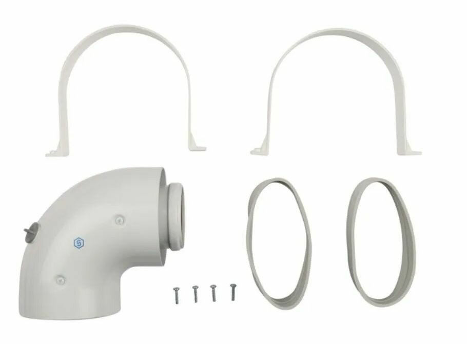 STOUT Элемент дымохода DN60/100 адаптер для котла угловой 90 коаксиальный (совместимый с Baxi, Viessmann) - SCA-6010-210190