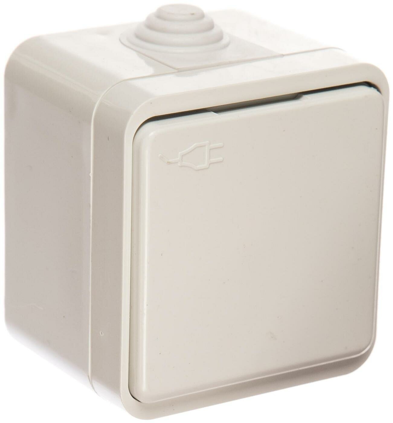 Одинарная розетка IN HOME с заземлением, с крышкой AQUA белая полугерметичная 3112 4690612000459