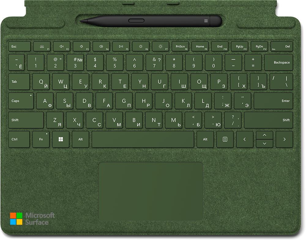 Клавиатура Microsoft Surface Pro X/8/9/10/11 Signature Keyboard Forest Alcantara RUS + Slim Pen 2