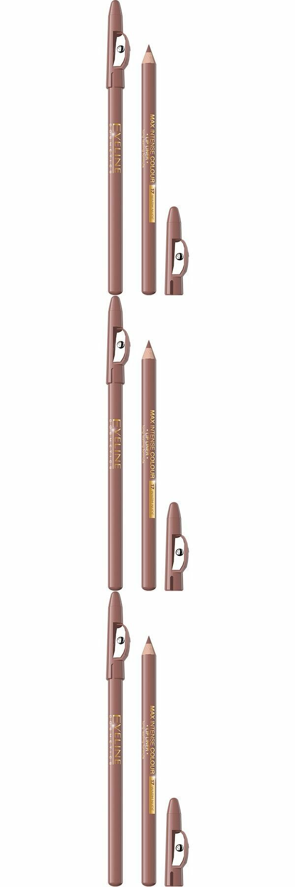 Eveline Cosmetics Карандаш для губ Max Intense Colour, 27-Bahama Rose, контурный, 3 шт.