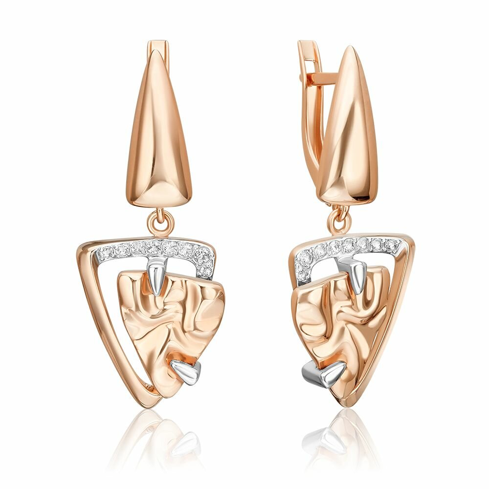 Серьги, красное золото, 585 проба, топаз