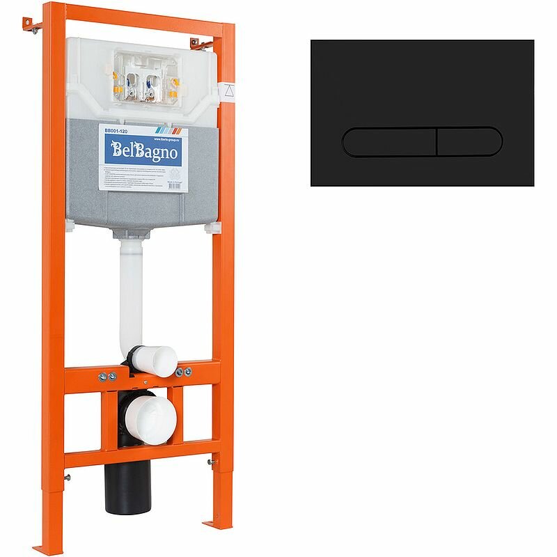 BelBagno BB001-120/BB007-PR-NERO. M с Черной матовой клавишей смыва