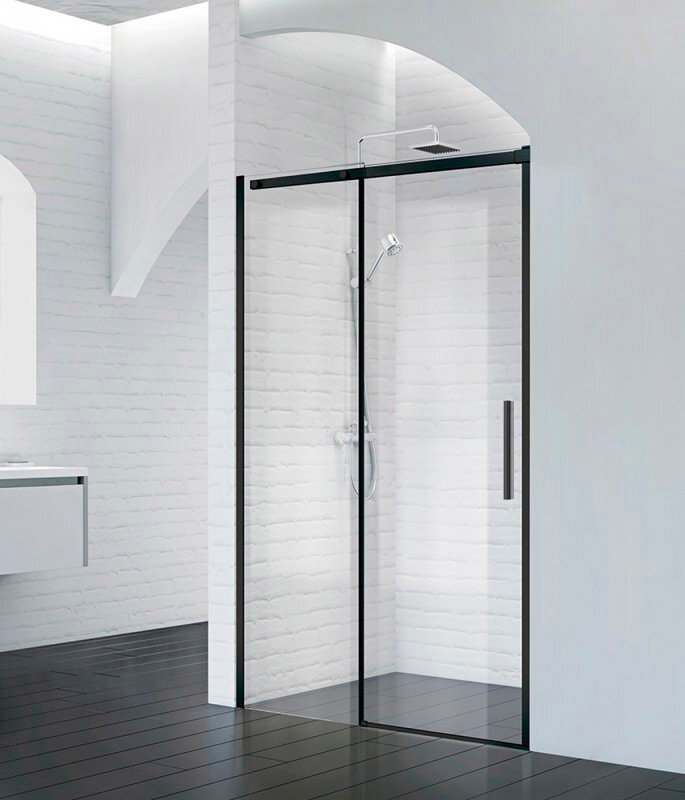 Душевая дверь BelBagno ACQUA-BF-1-130-C-NERO, цвет профиля Черный