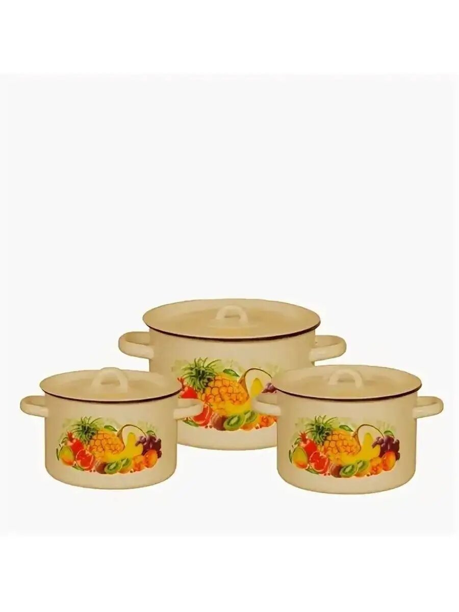 Набор кастрюлей с крышками,3 шт,1,5 л, 2,9 л, 4,5 л (Россия)