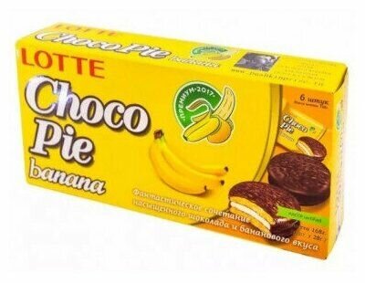 Choco Pie Печенье Lotte, Банан, 6 шт, 168 г