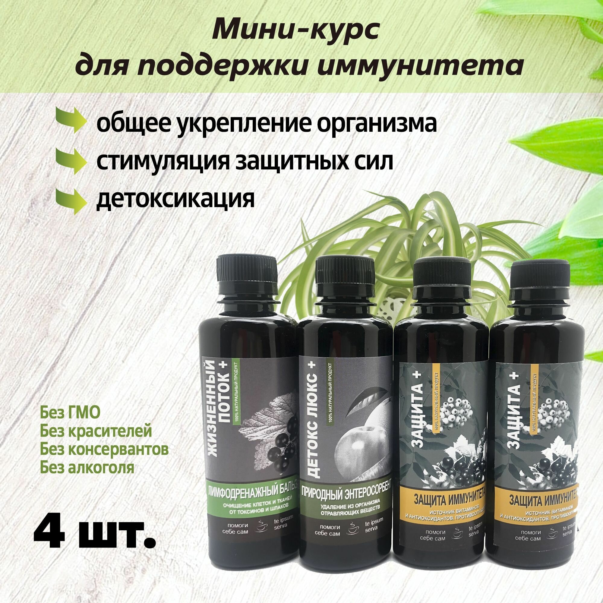 Бальзамы "Помоги себе сам", для поддержки иммунитета, набор, 4 шт по 200 мм