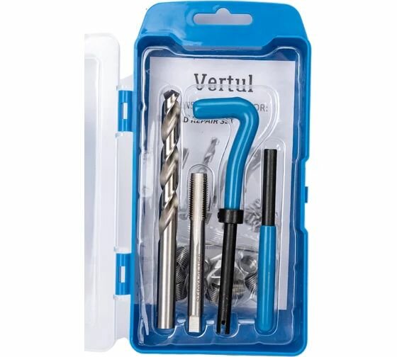 Набор для восстановления резьбы Vertul VR50725E M10, синий, 10 инструментов