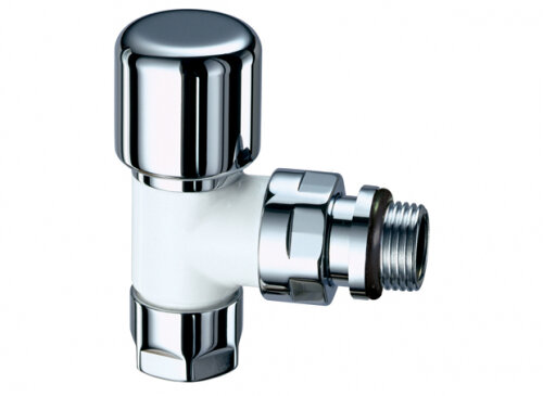 Вентиль Far термостатический угловой TOP LINE М24х19, 1/2"EPDM, серебро/бел. эмаль