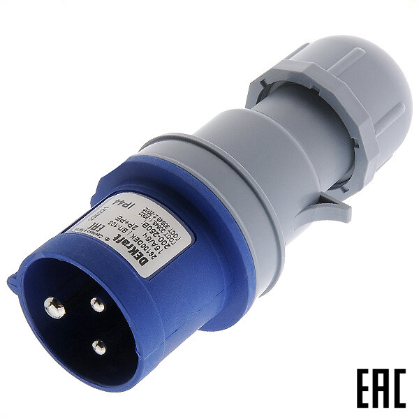 Вилка кабельная ВП-103 26100DEK 16А 220В 2P+PE IP44 CEE013-6 DEKraft