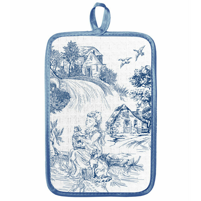 Винтаж прихватка кухонная Винтажные истории синяя 14×22 сантиметров арт.219