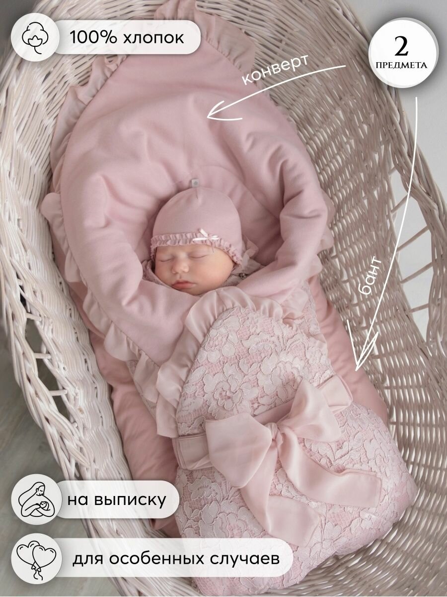 Комплект на выписку 90х90 "Perfetto": плед + пояс