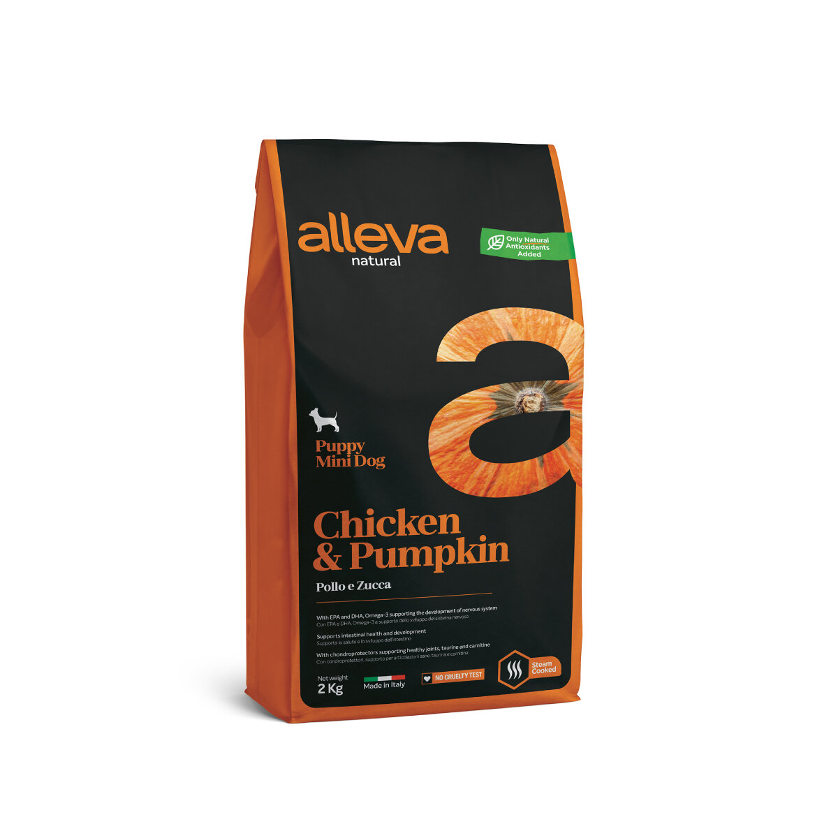 ALLEVA NATURAL Корм для щенков с курицей и тыквой. Мини 2 кг