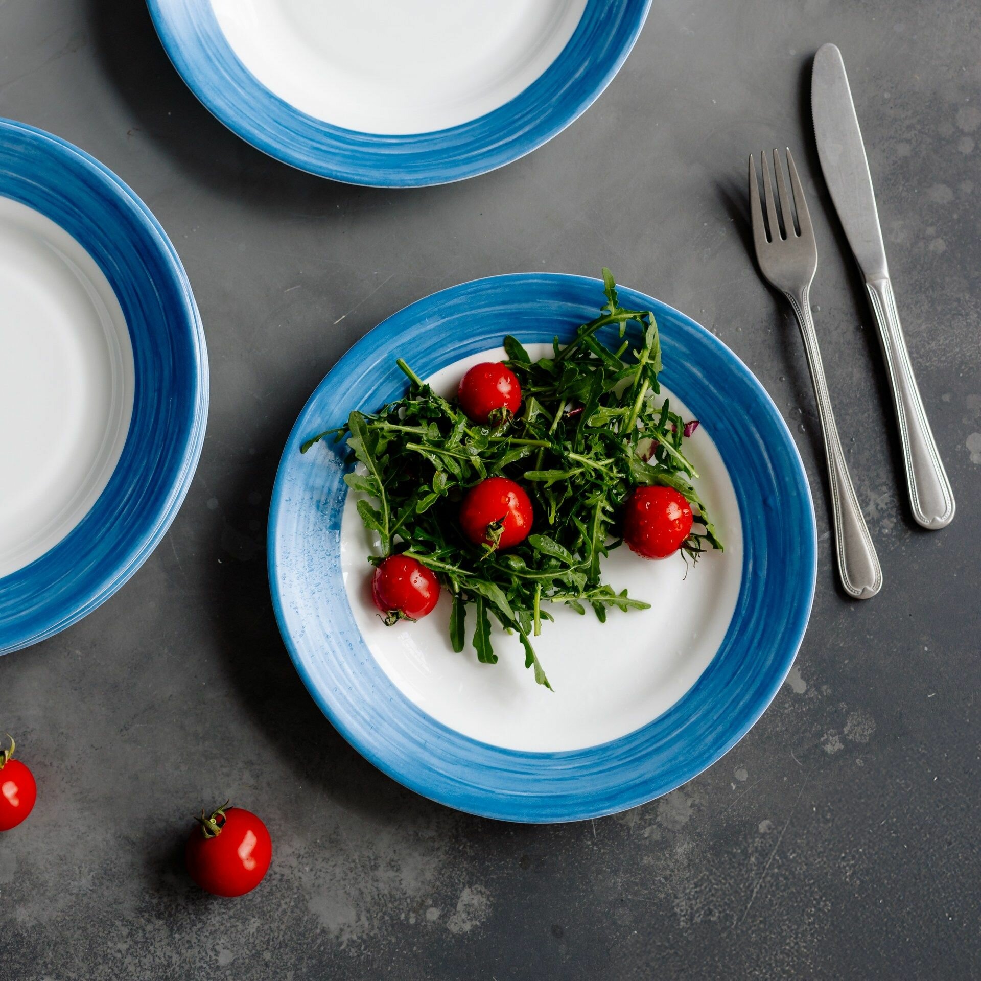 Набор тарелок глубоких диаметр 22,5 см, 6 шт, стеклокерамика, синий, Arcoroc Brush